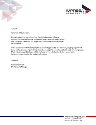 Employee Recommendation Letter
