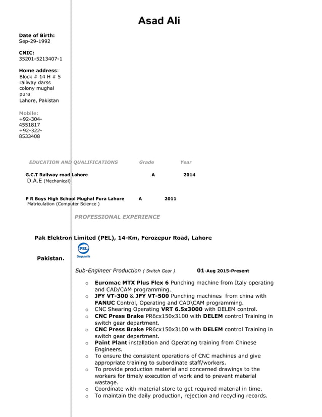 Asad Ali CV (22-NOV-2016) | PDF
