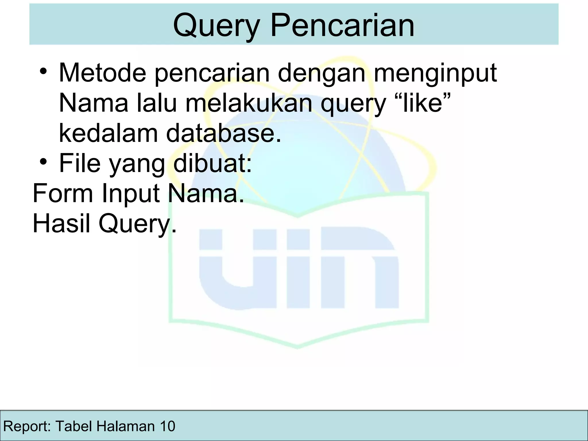 Pertemuan 8 - Report Tabel | PPT