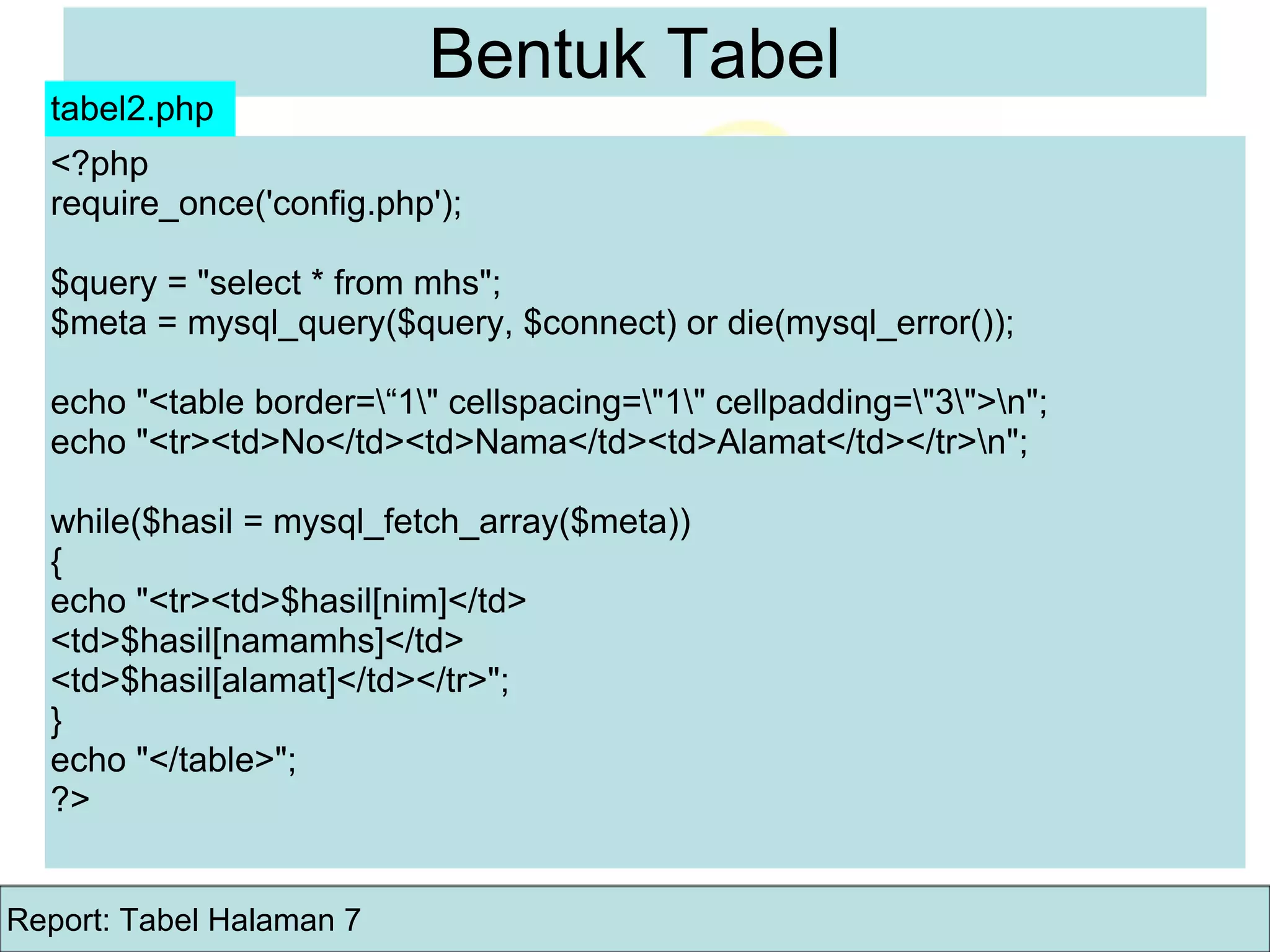 Pertemuan 8 - Report Tabel | PPT
