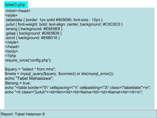 Pertemuan 8 - Report Tabel | PPT