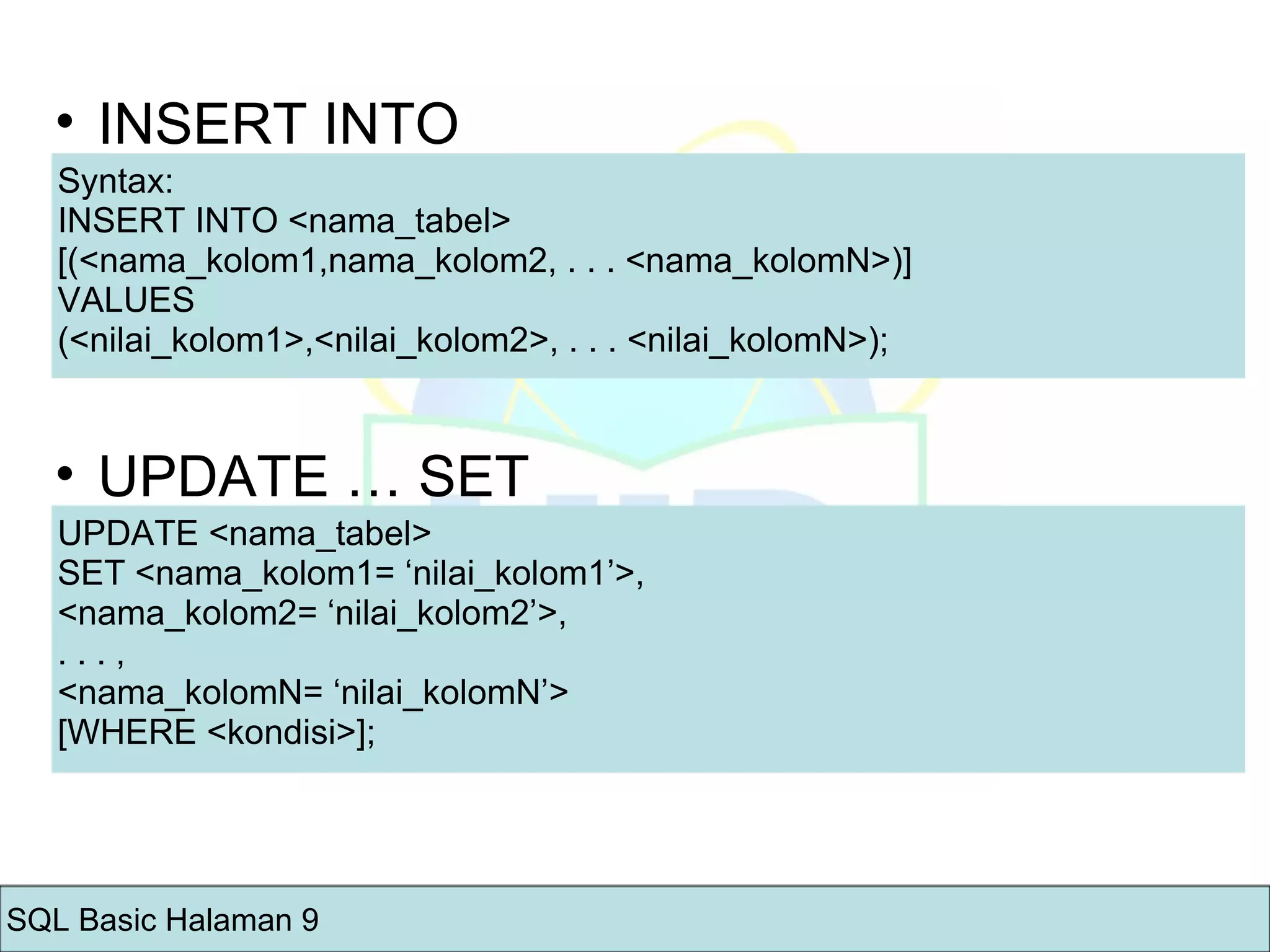 Pertemuan 5 - SQL Basic | PPT