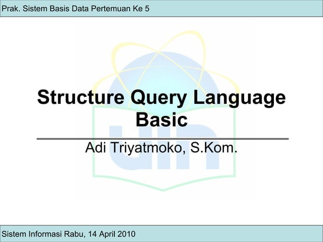 Pertemuan 5 - SQL Basic | PPT