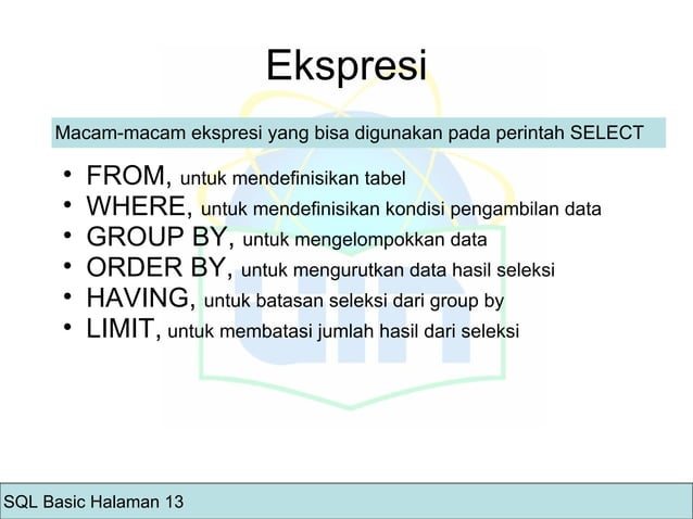 Pertemuan 5 - SQL Basic | PPT