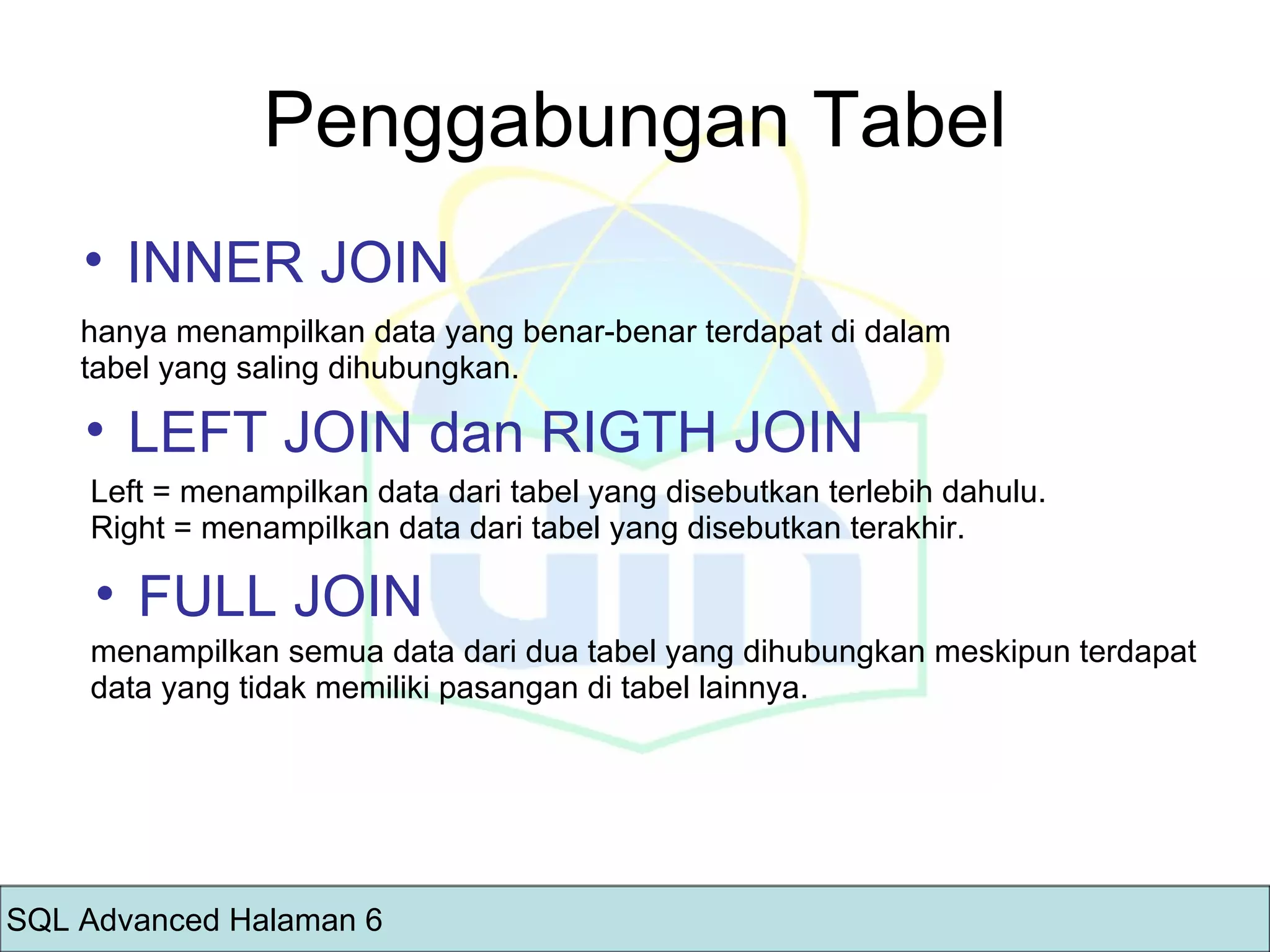 Pertemuan 6 - SQL Advanced | PPT