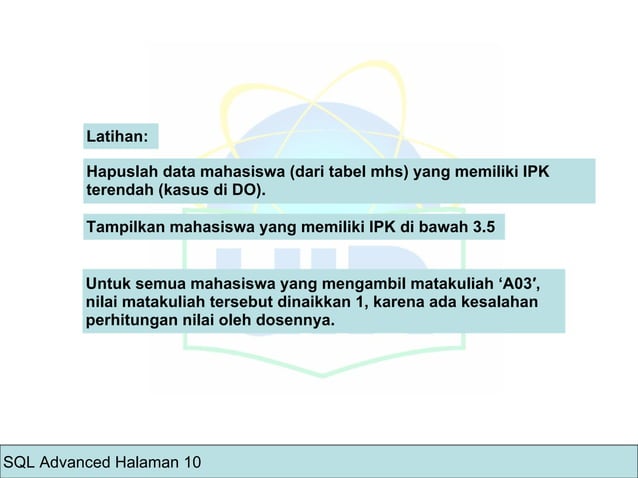 Pertemuan 6 - SQL Advanced | PPT