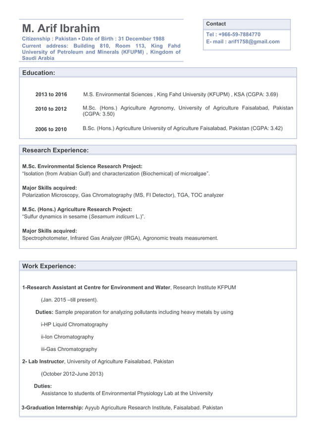 CV | PDF | Agriculture | Industries