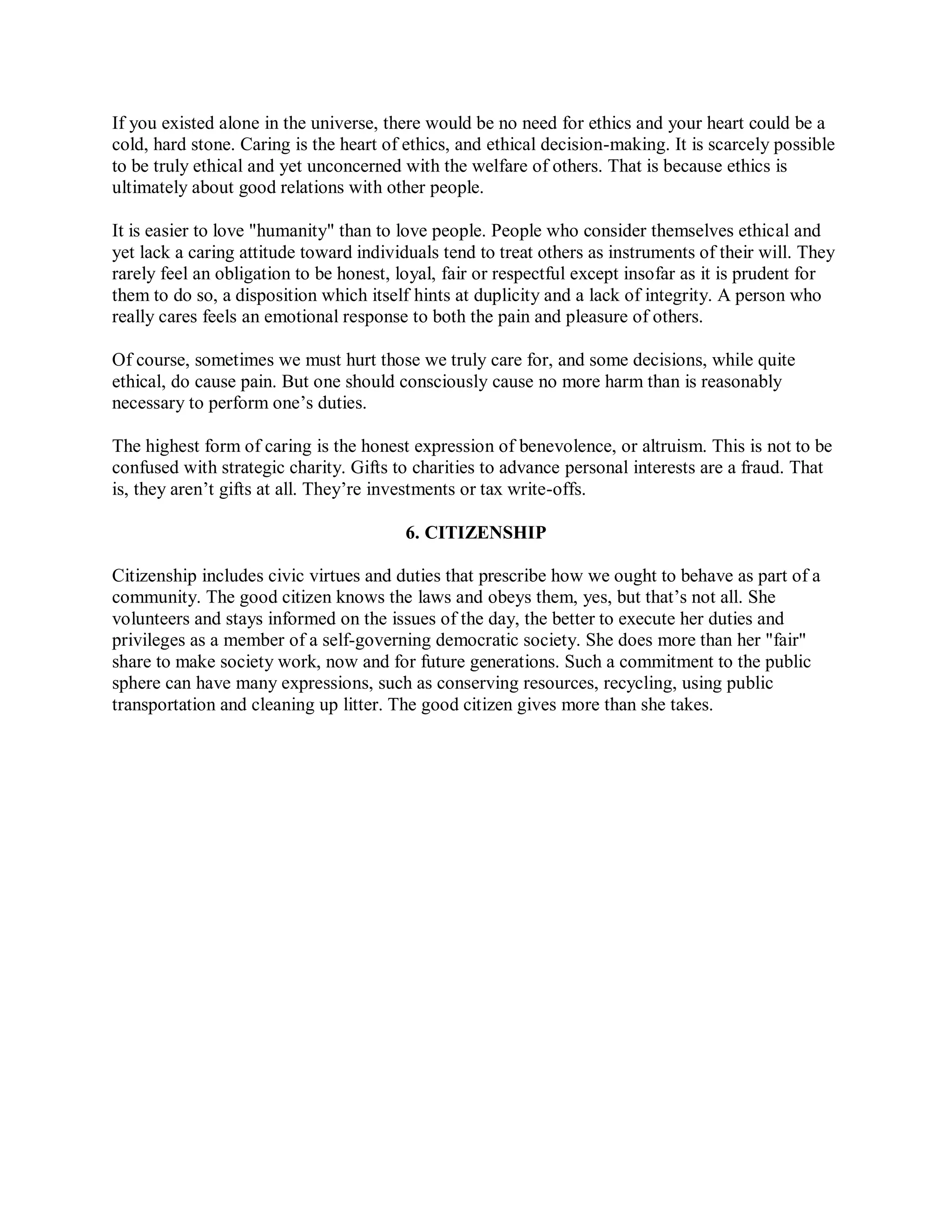 The Six Pillars of Character | PDF