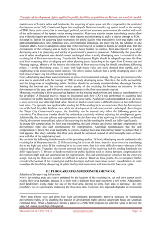 Transfer of development rights applied in public facilities acquisition ...