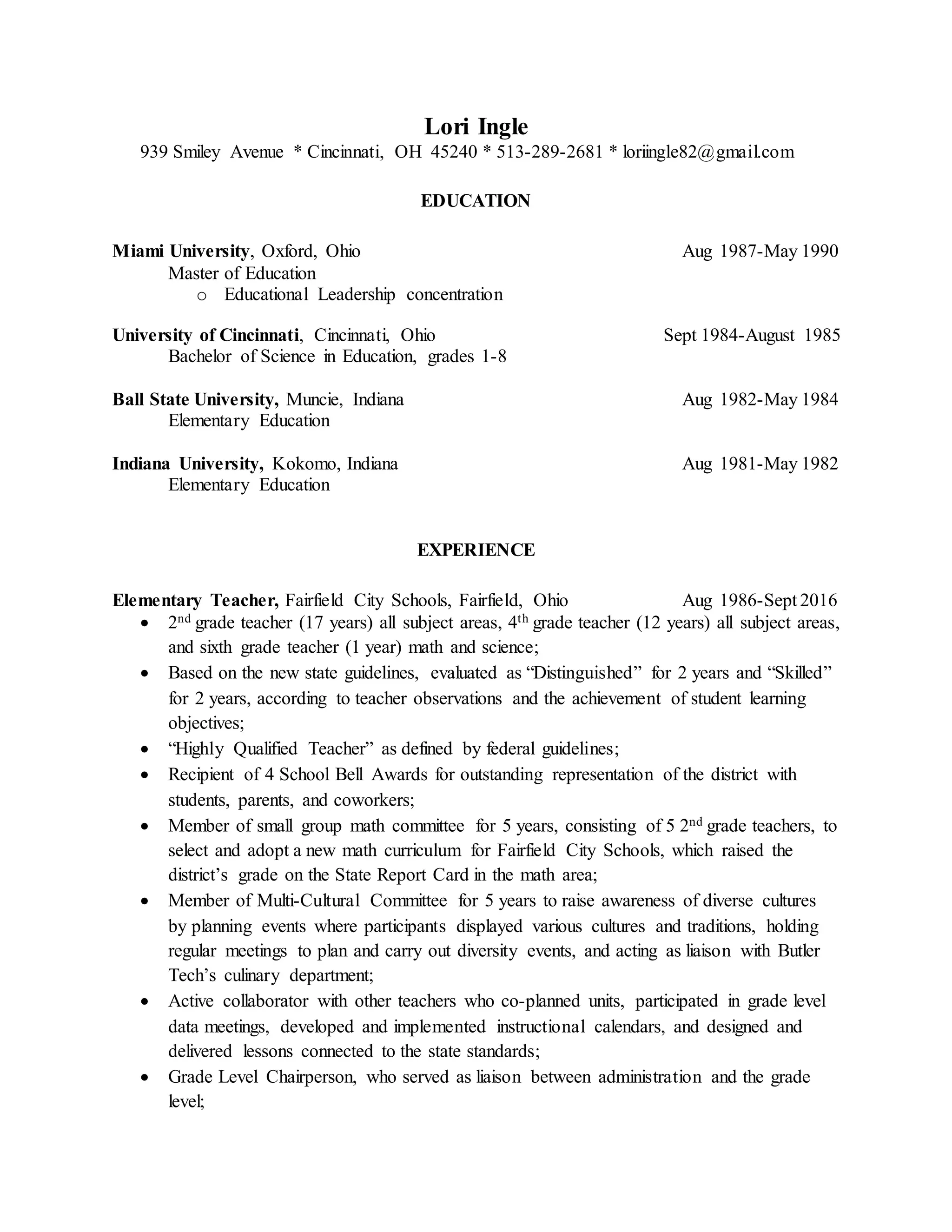 Lori Ingle Resume | DOCX