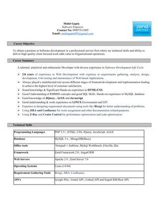 Mohit Gupta Resume | DOC