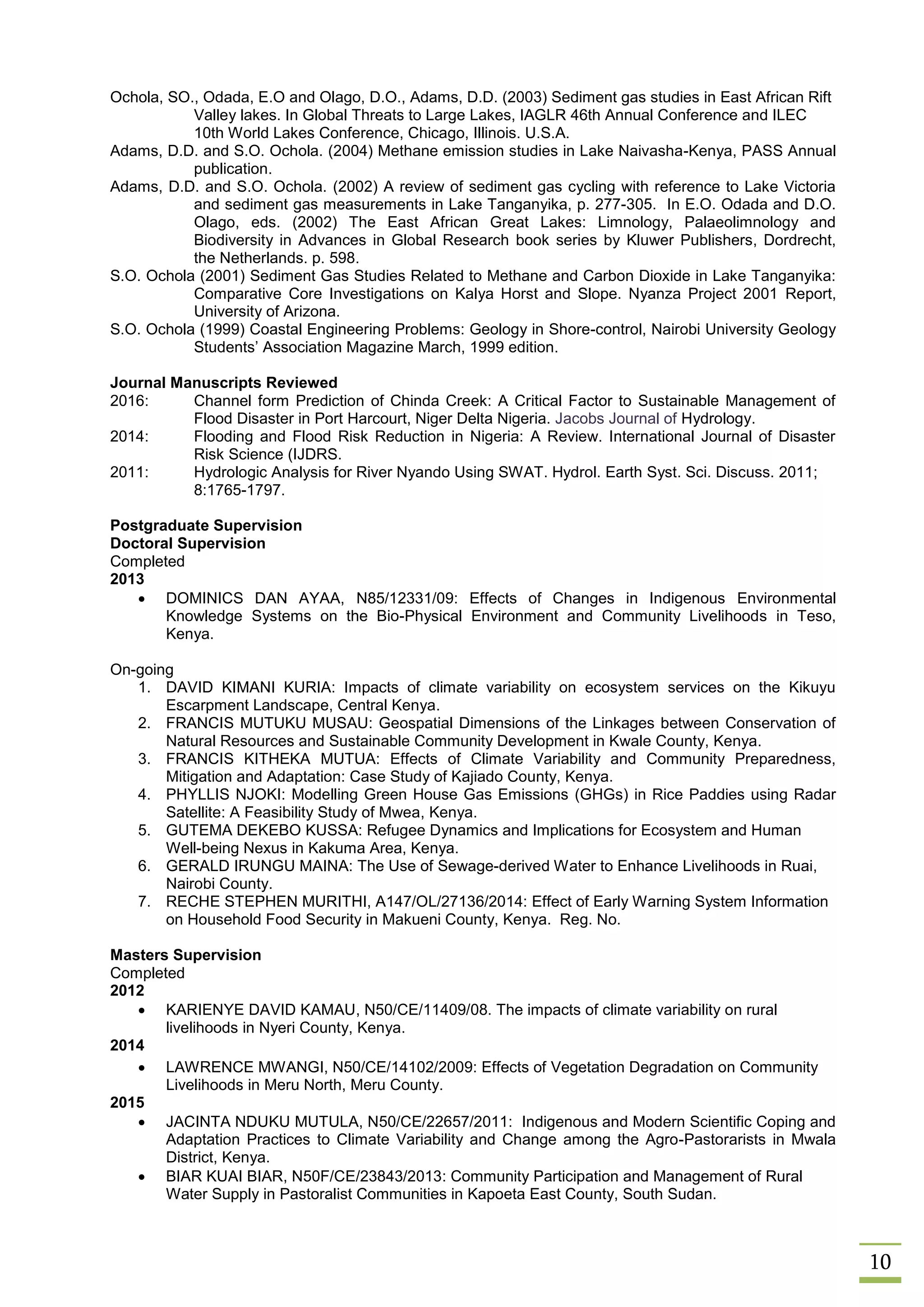 CV_Dr_Samuel Ochola_2016 | PDF