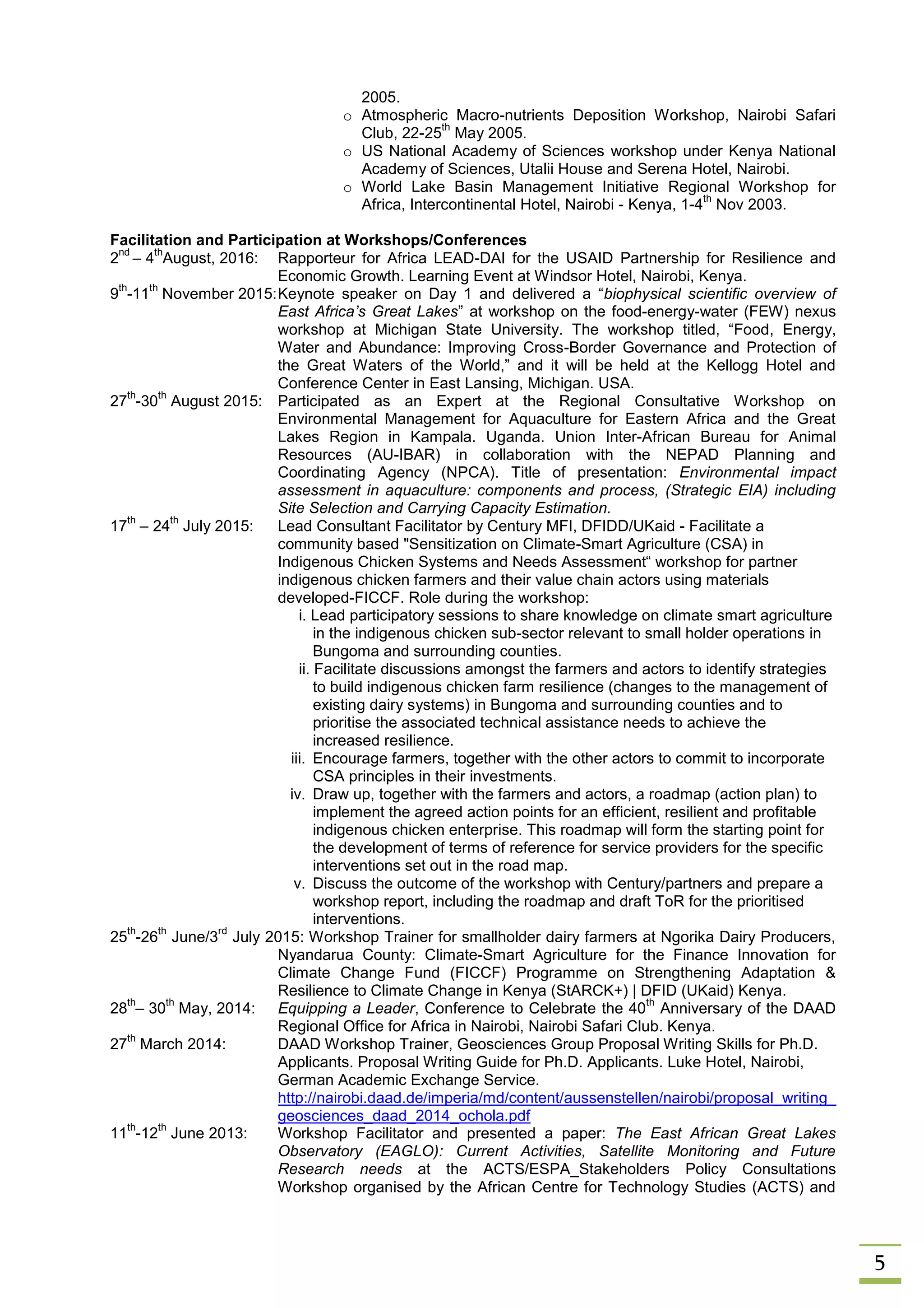 CV_Dr_Samuel Ochola_2016 | PDF