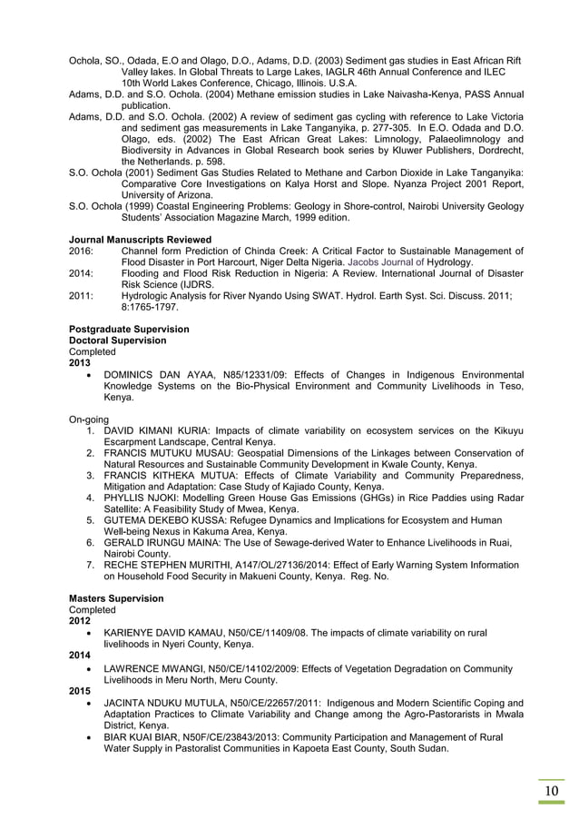 CV_Dr_Samuel Ochola_2016 | PDF