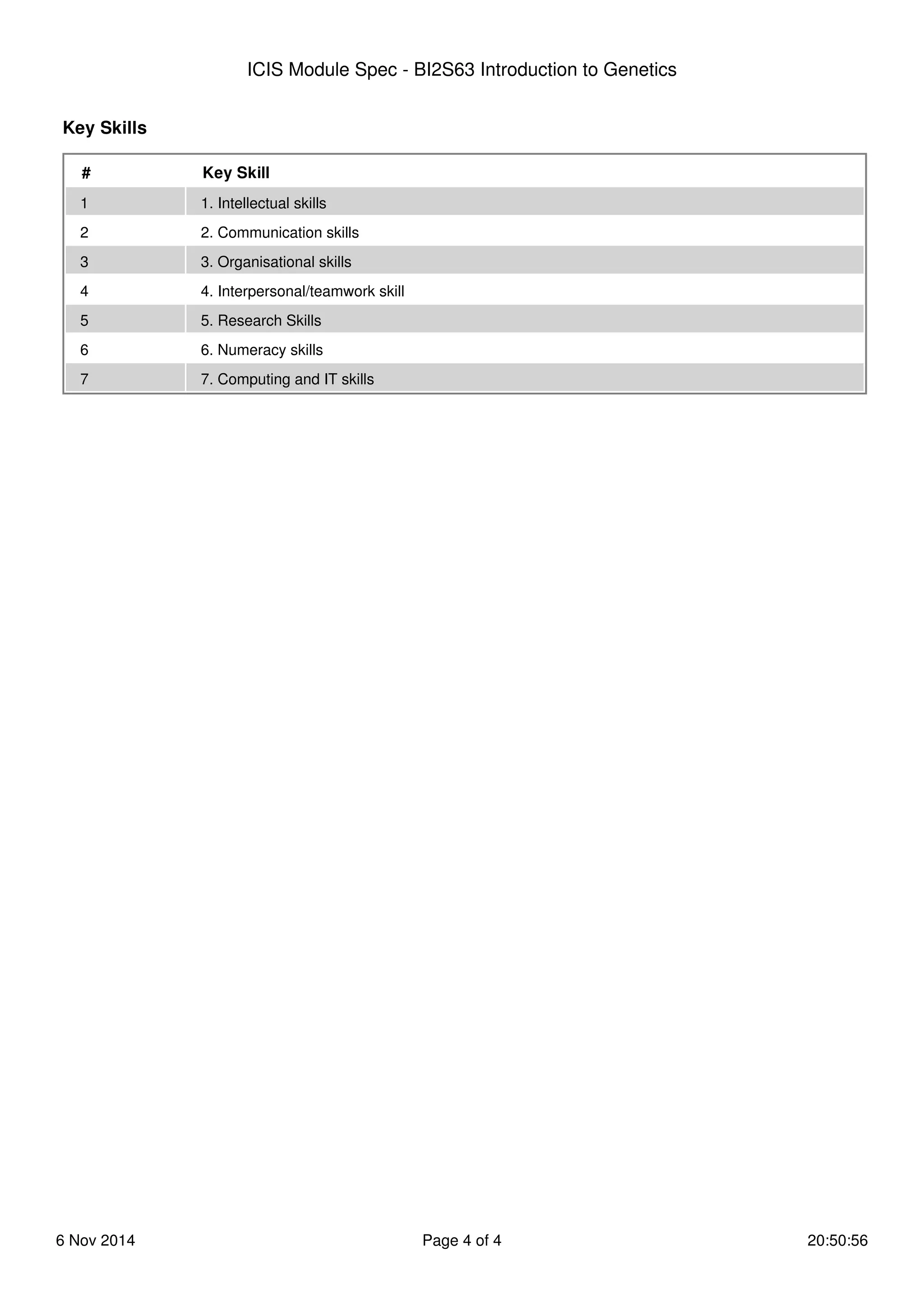 ICIS Module Spec - BI2S63 Introduction to Genetics | PDF