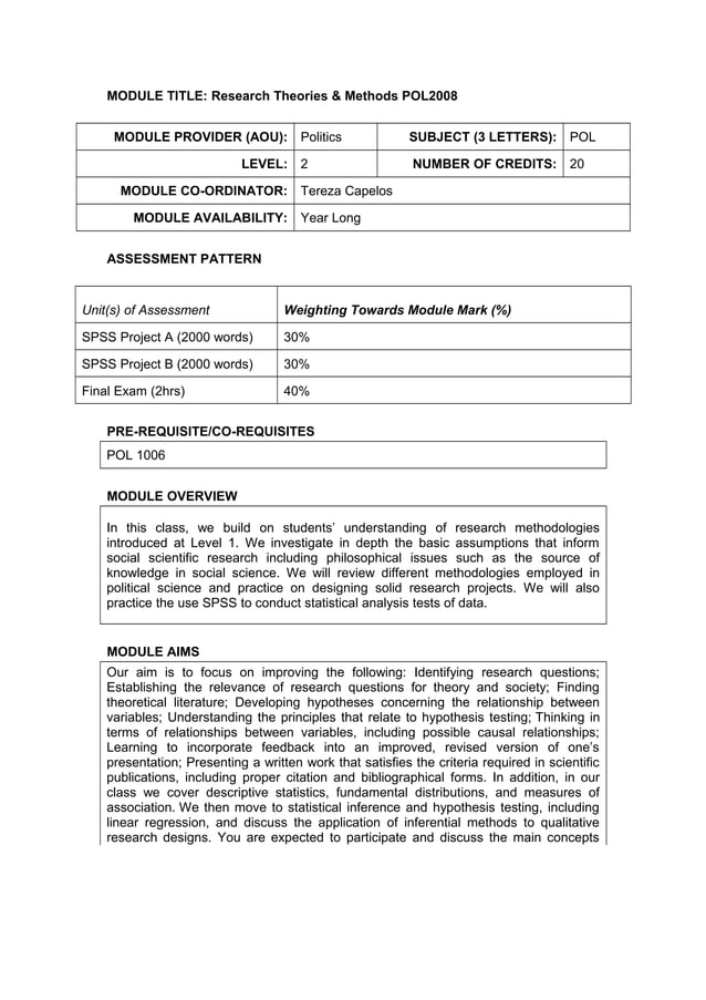 POL2008 Research Theories & Methods | PDF