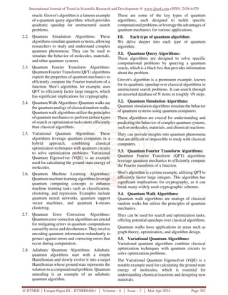 Advancements and Future Trends in Advanced Quantum Algorithms A Prompt Science Analysis | PDF