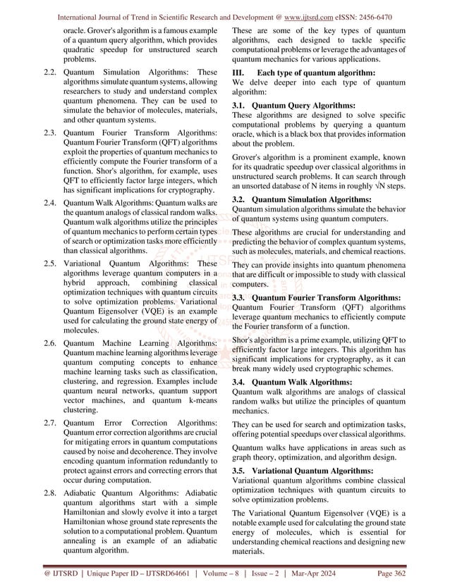 Advancements and Future Trends in Advanced Quantum Algorithms A Prompt ...