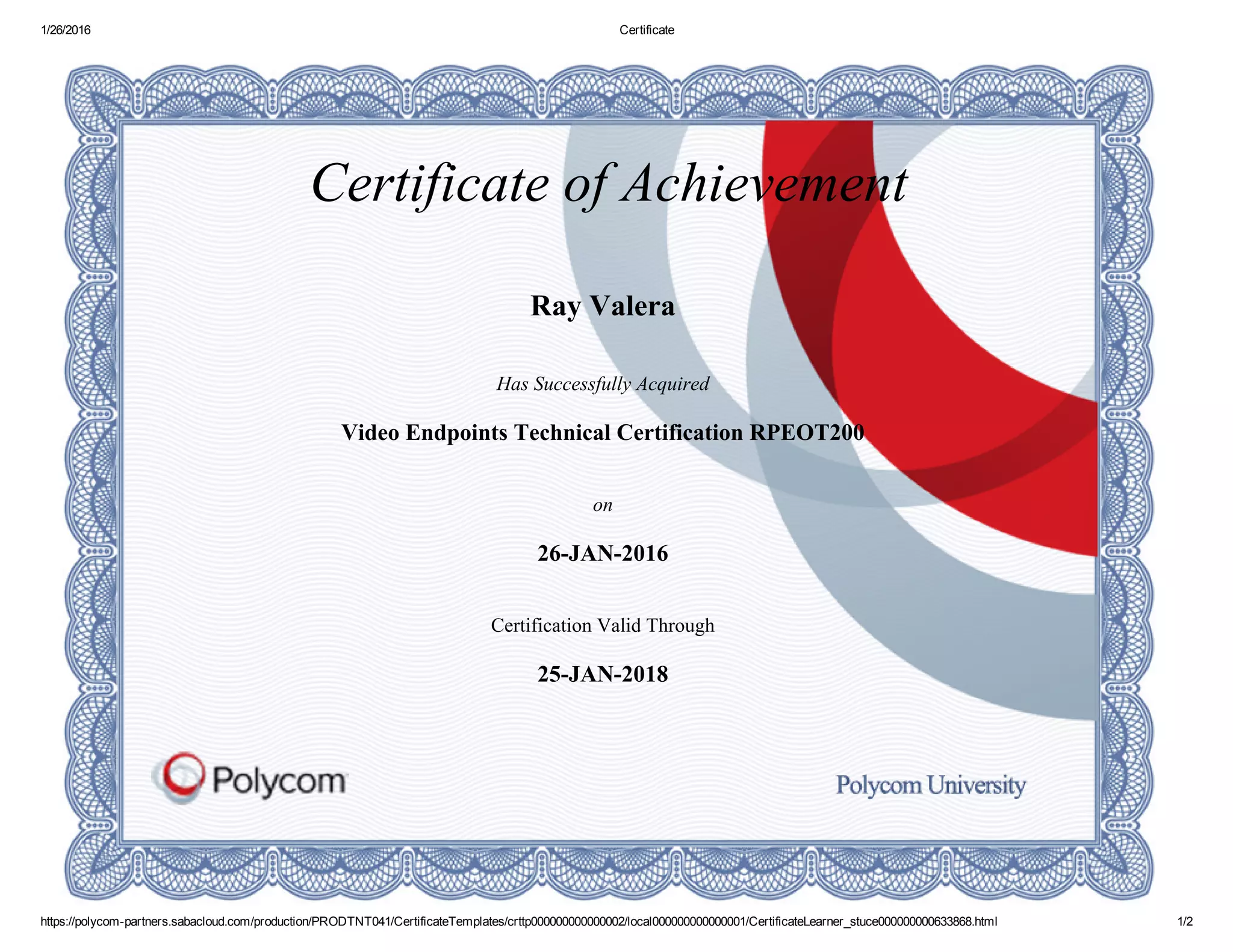 Video Endpoints Technical Certificate 2016-2018 | PDF