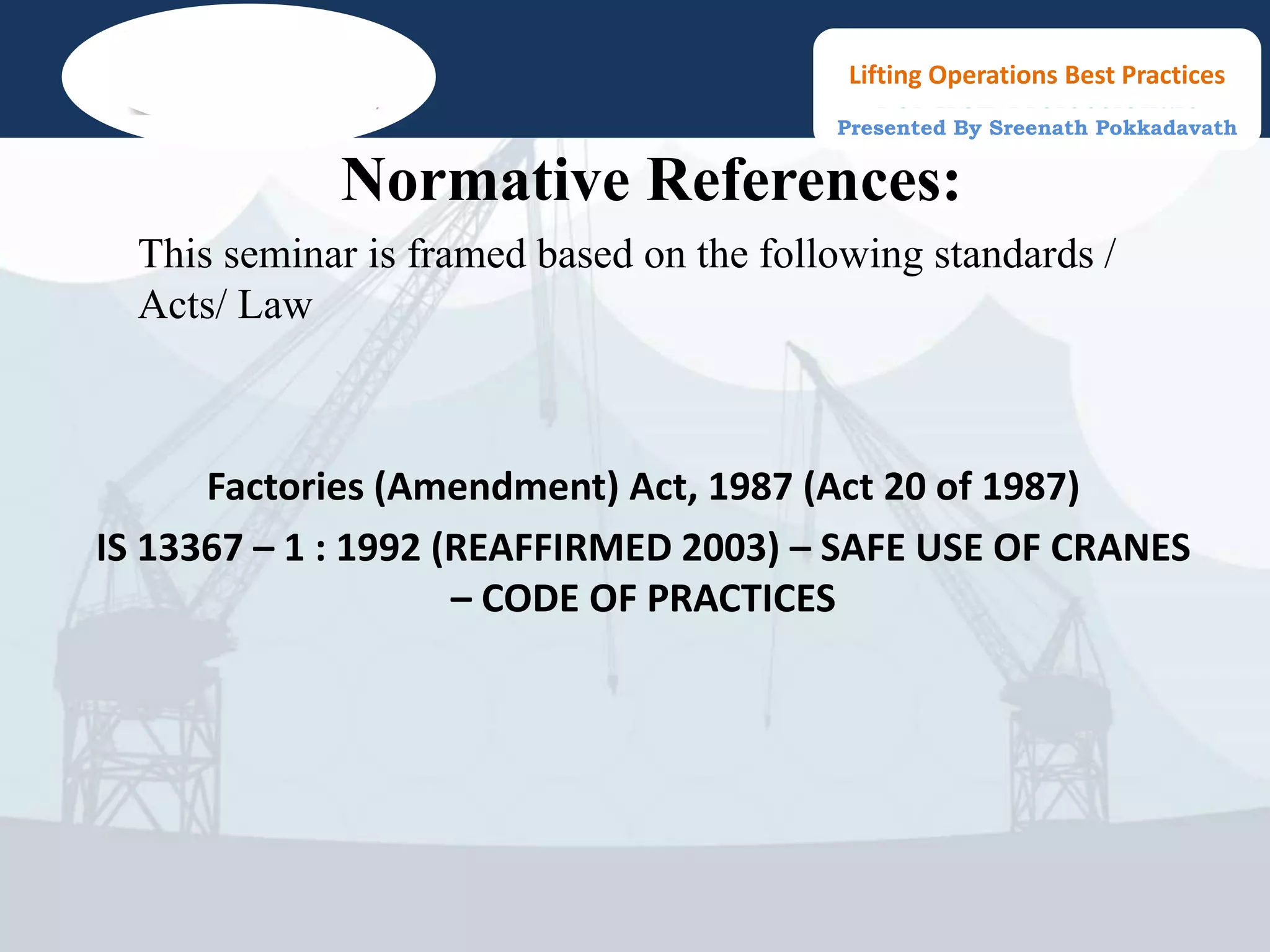 LIFTING OPERATIONS BEST PRACTICES - SEMINAR 1 | PPTX