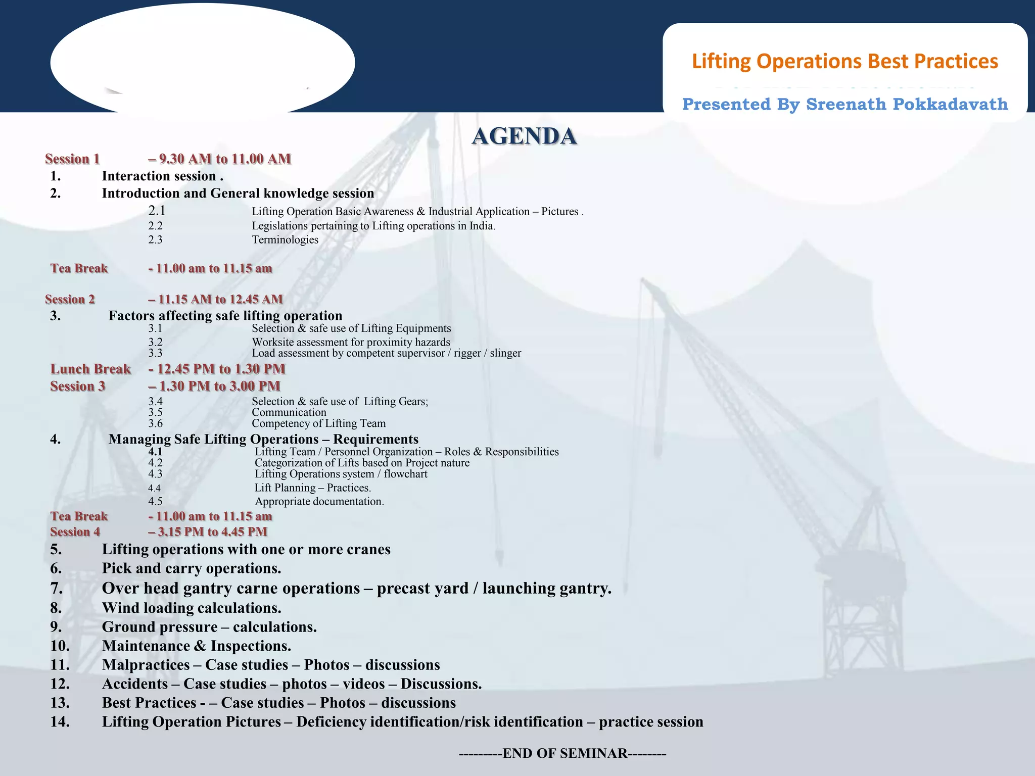 LIFTING OPERATIONS BEST PRACTICES - SEMINAR 1 | PPTX