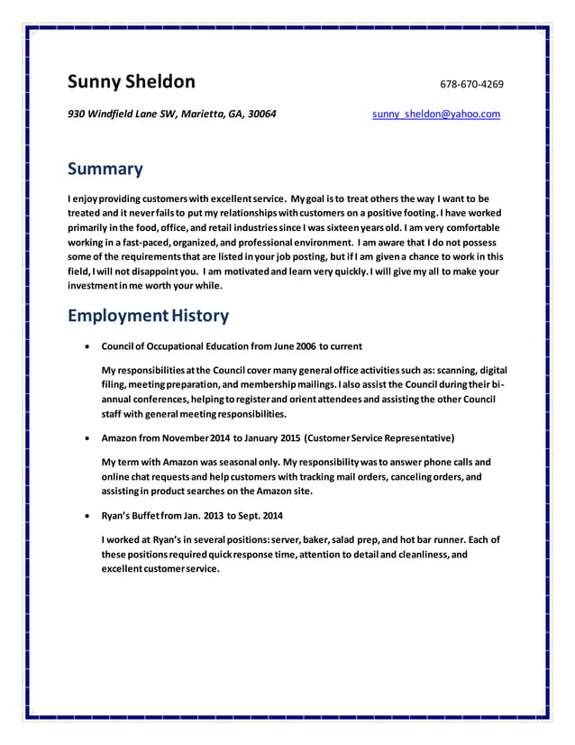Sunny Sheldon FINAL RESUME Nov 2015 | PDF