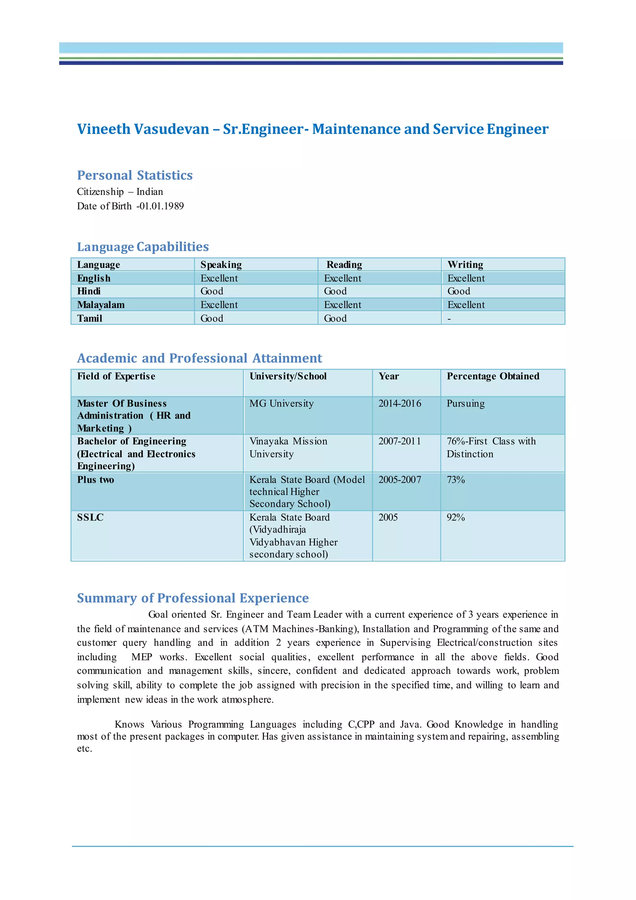 Electrical engineer CV | DOCX