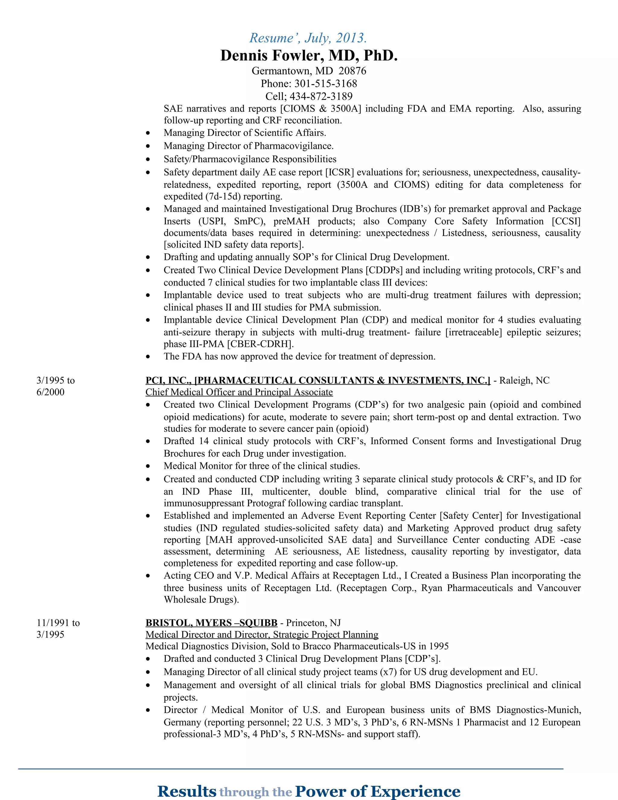 CV Dennis Fowler July 2014 | PDF