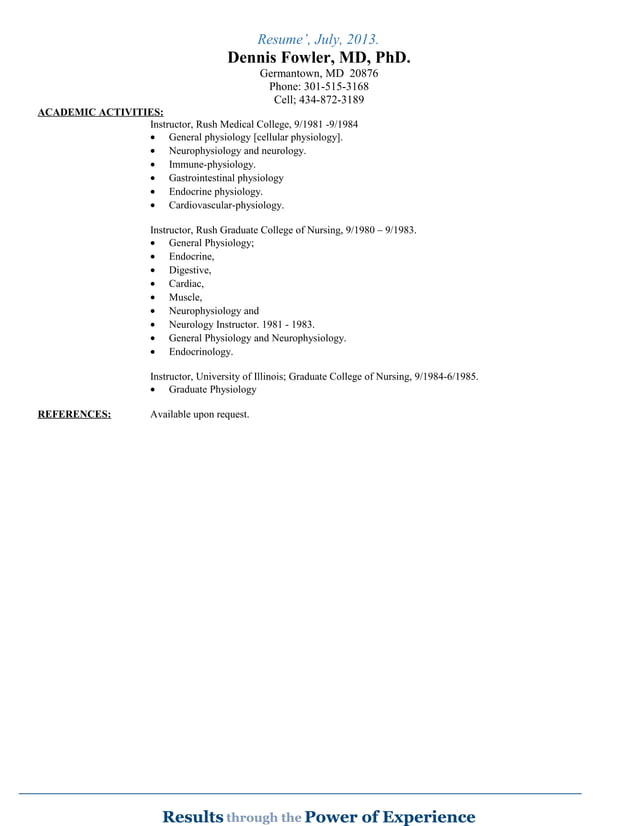 CV Dennis Fowler July 2014 | PDF