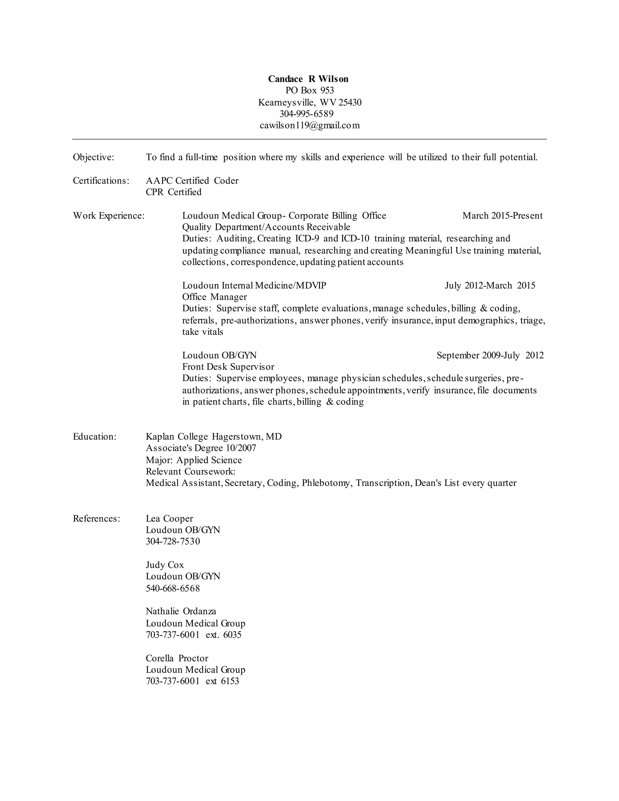 Candace R Wilson | DOCX | Healthcare Industry | Industries