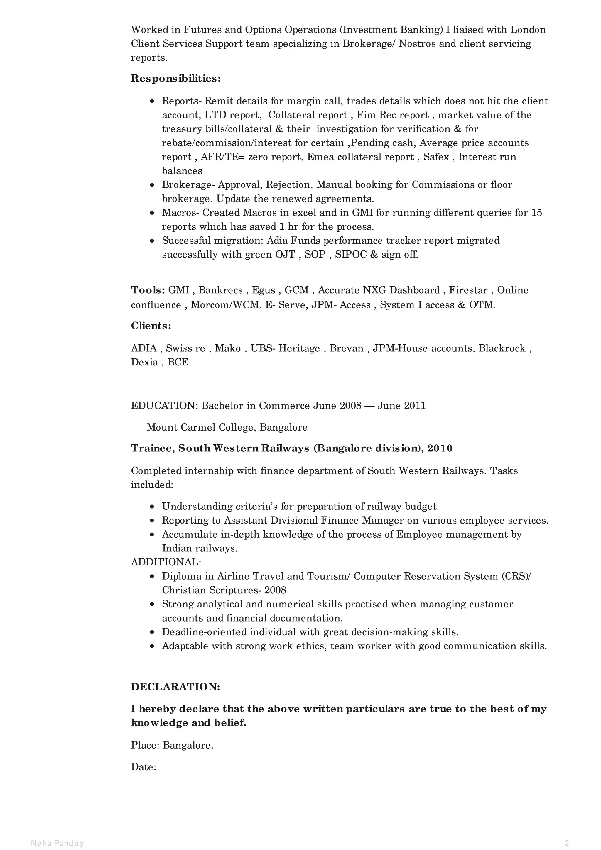 Neha_CV (9) | PDF | Business Banking & Finance | Business