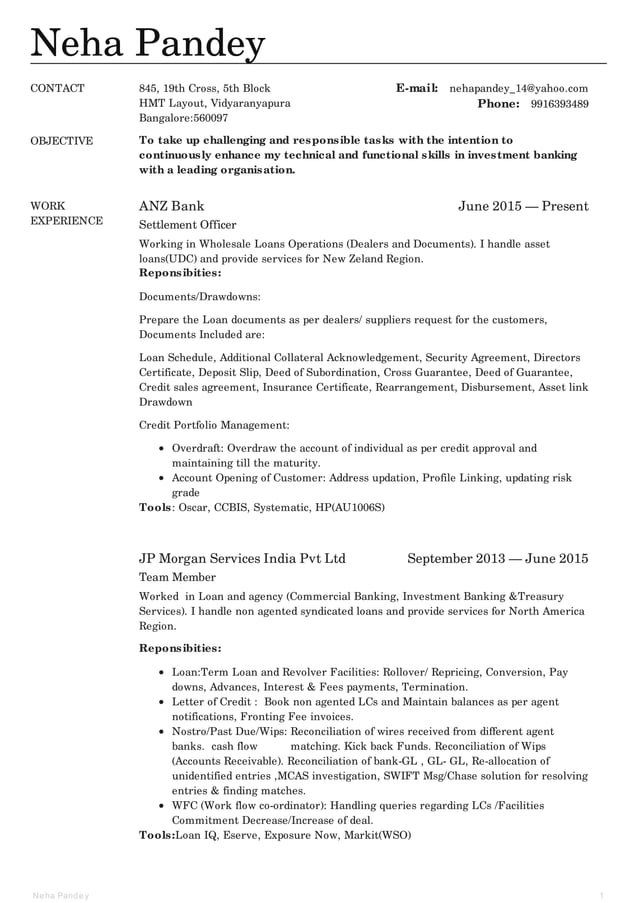 Neha_CV (9) | PDF | Business Banking & Finance | Business