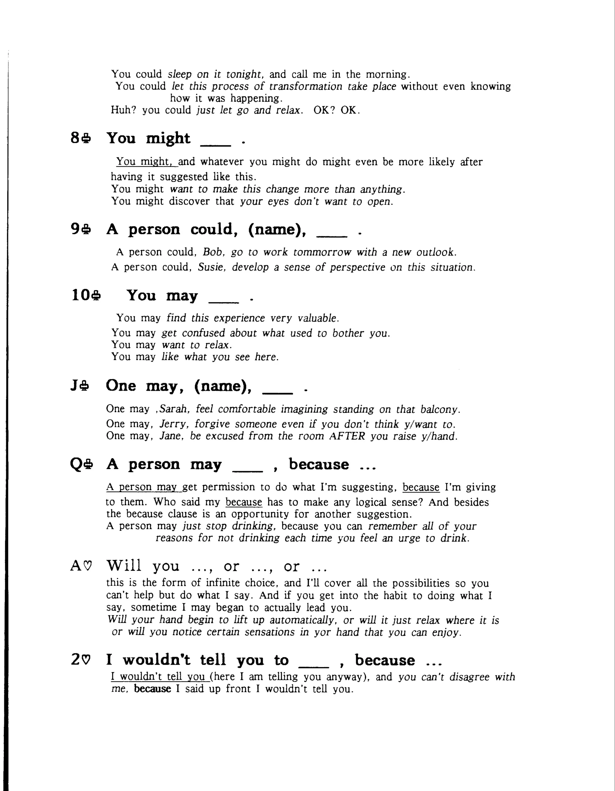 52 cards with language patterns from nlp & milton erickson | PDF