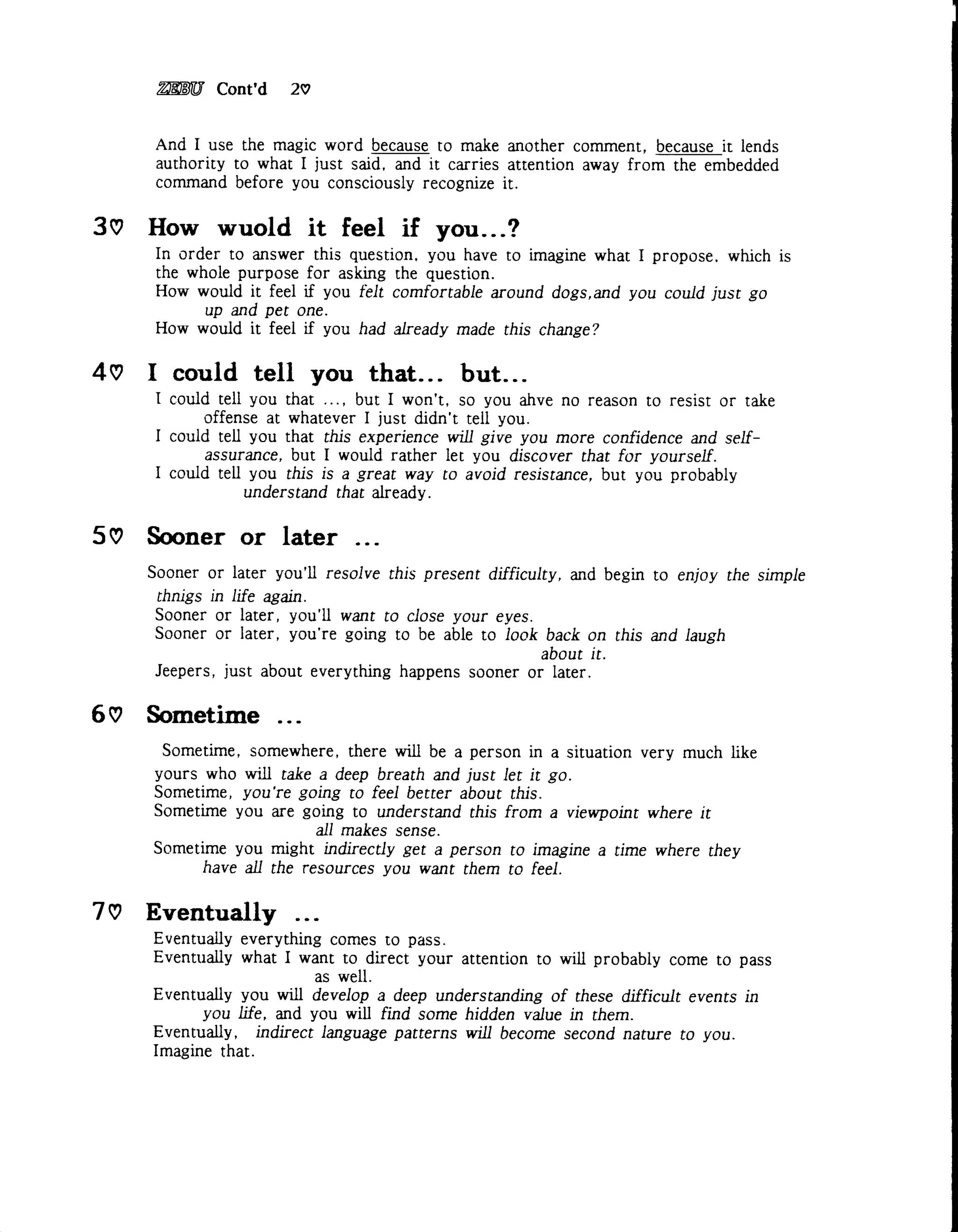 52 cards with language patterns from nlp & milton erickson | PDF