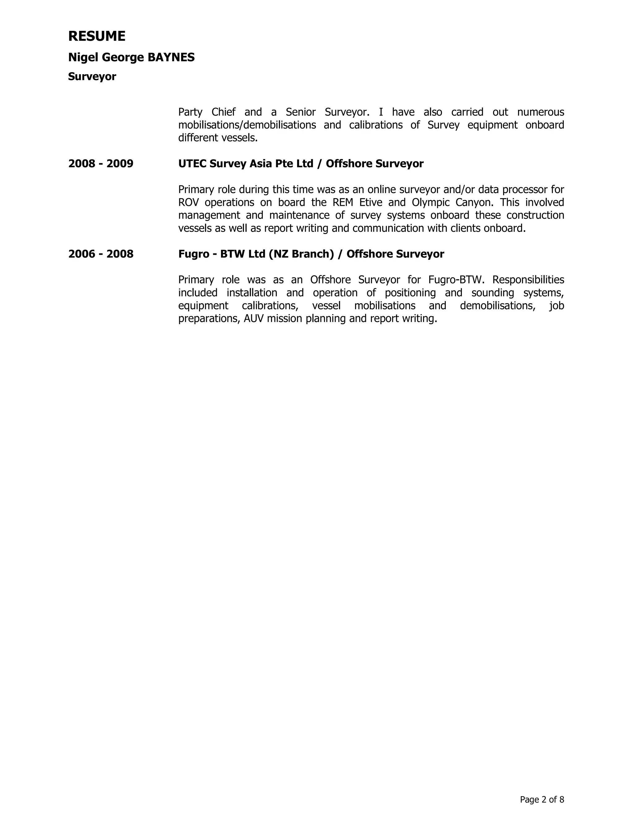 Nigel BAYNES - CV_ March 15 | PDF