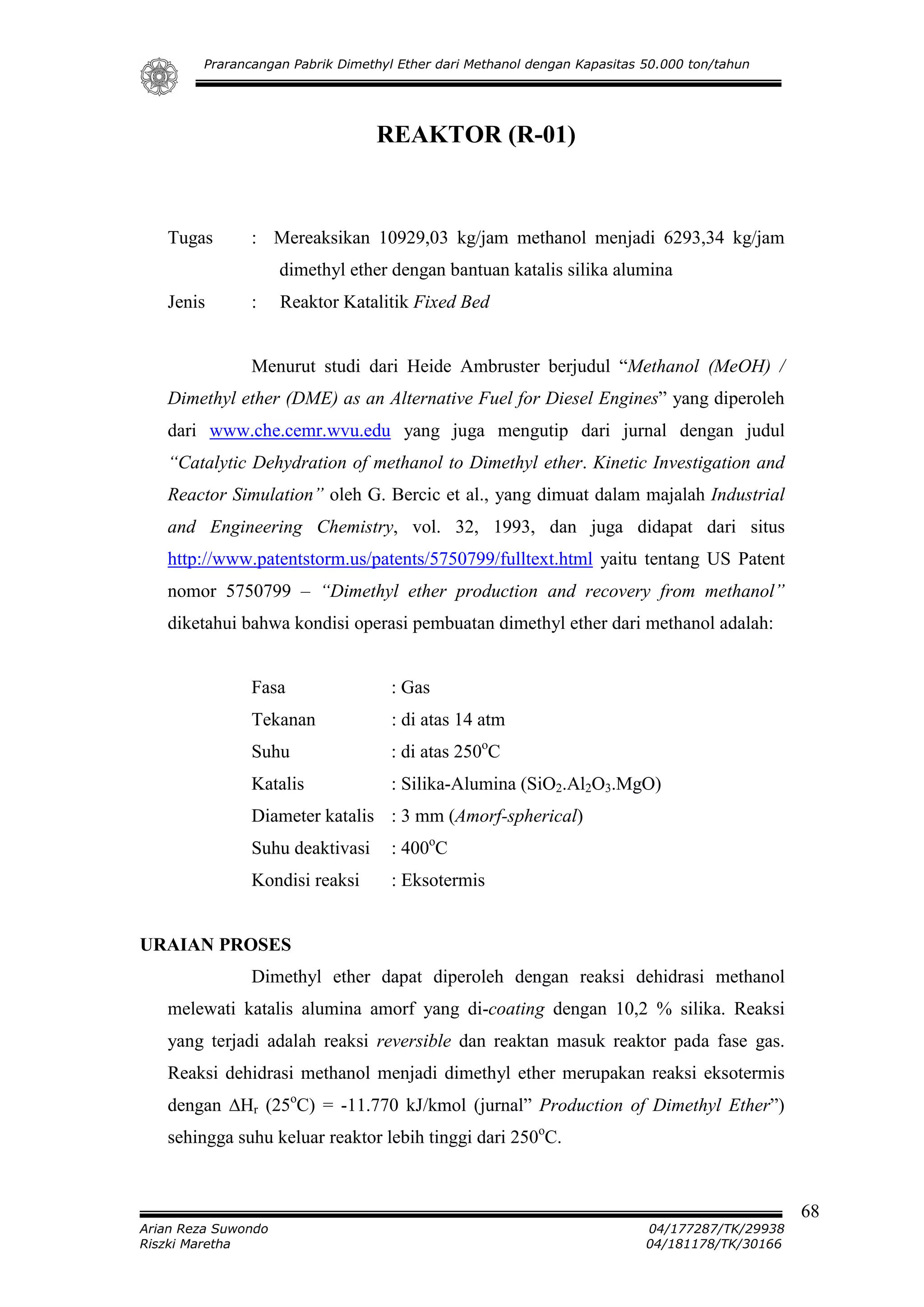 13-Reaktor Fixed Bed R-01 | PDF