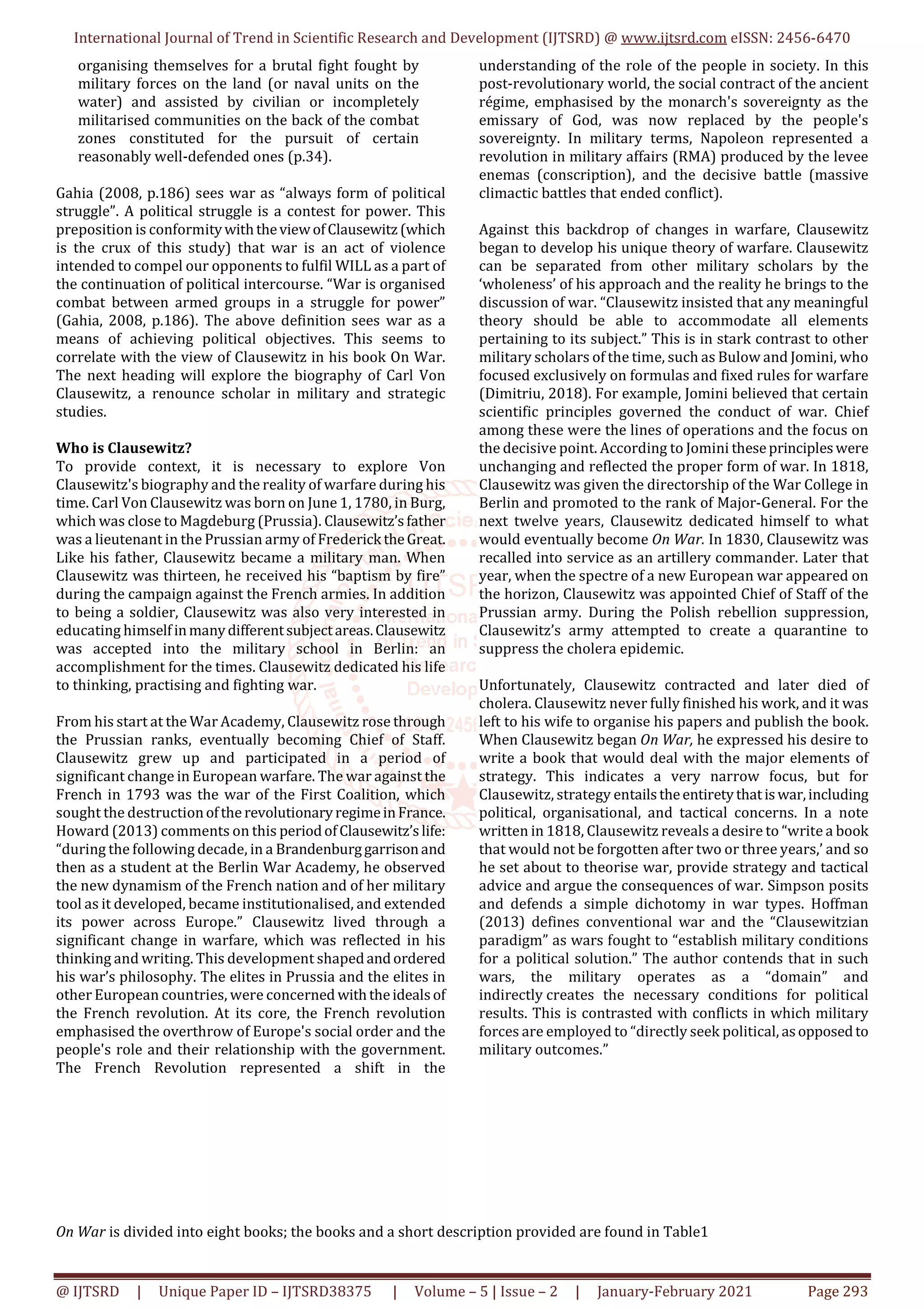 Conceptualisation of War Clausewitzian and Anti Clausewitzian ...