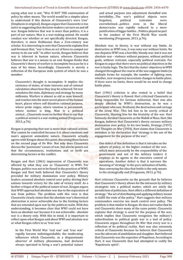 Conceptualisation of War Clausewitzian and Anti Clausewitzian ...
