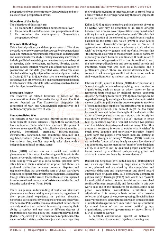 Conceptualisation of War Clausewitzian and Anti Clausewitzian ...