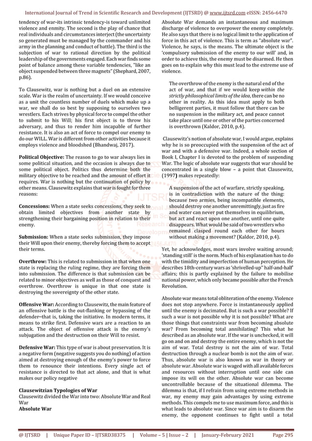 Conceptualisation of War Clausewitzian and Anti Clausewitzian ...