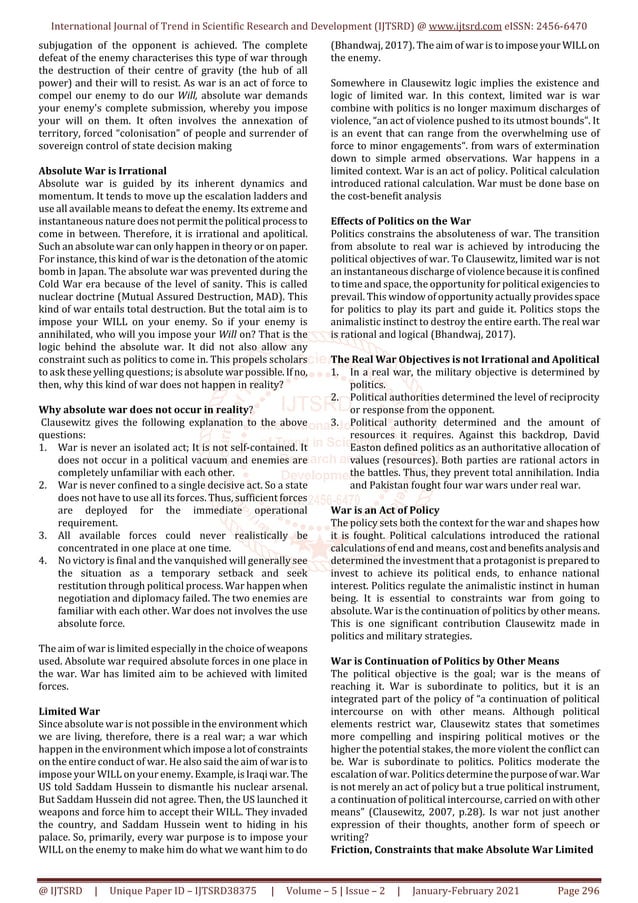 Conceptualisation of War Clausewitzian and Anti Clausewitzian ...
