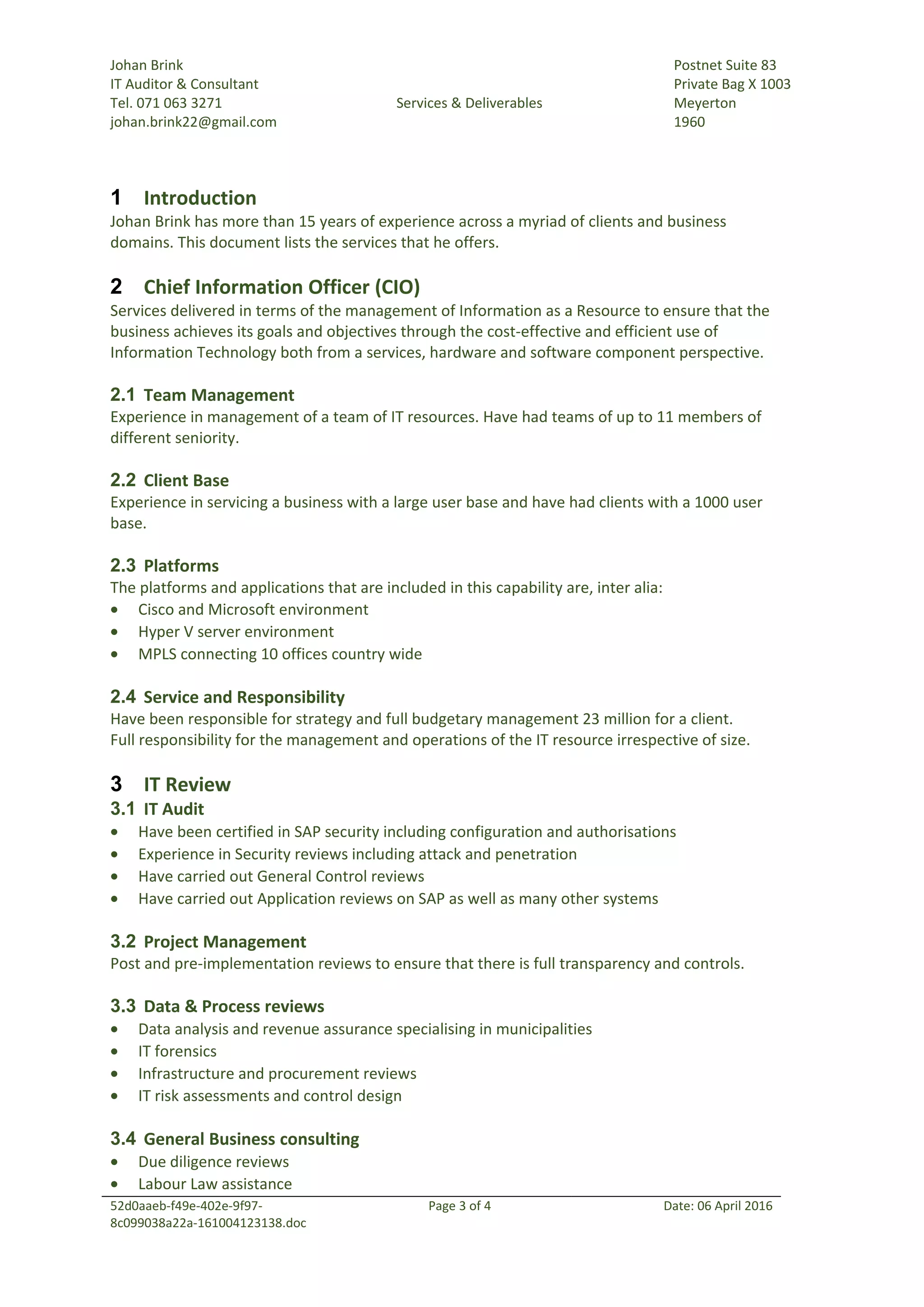 JMB IT A&C Services Brochure | PDF