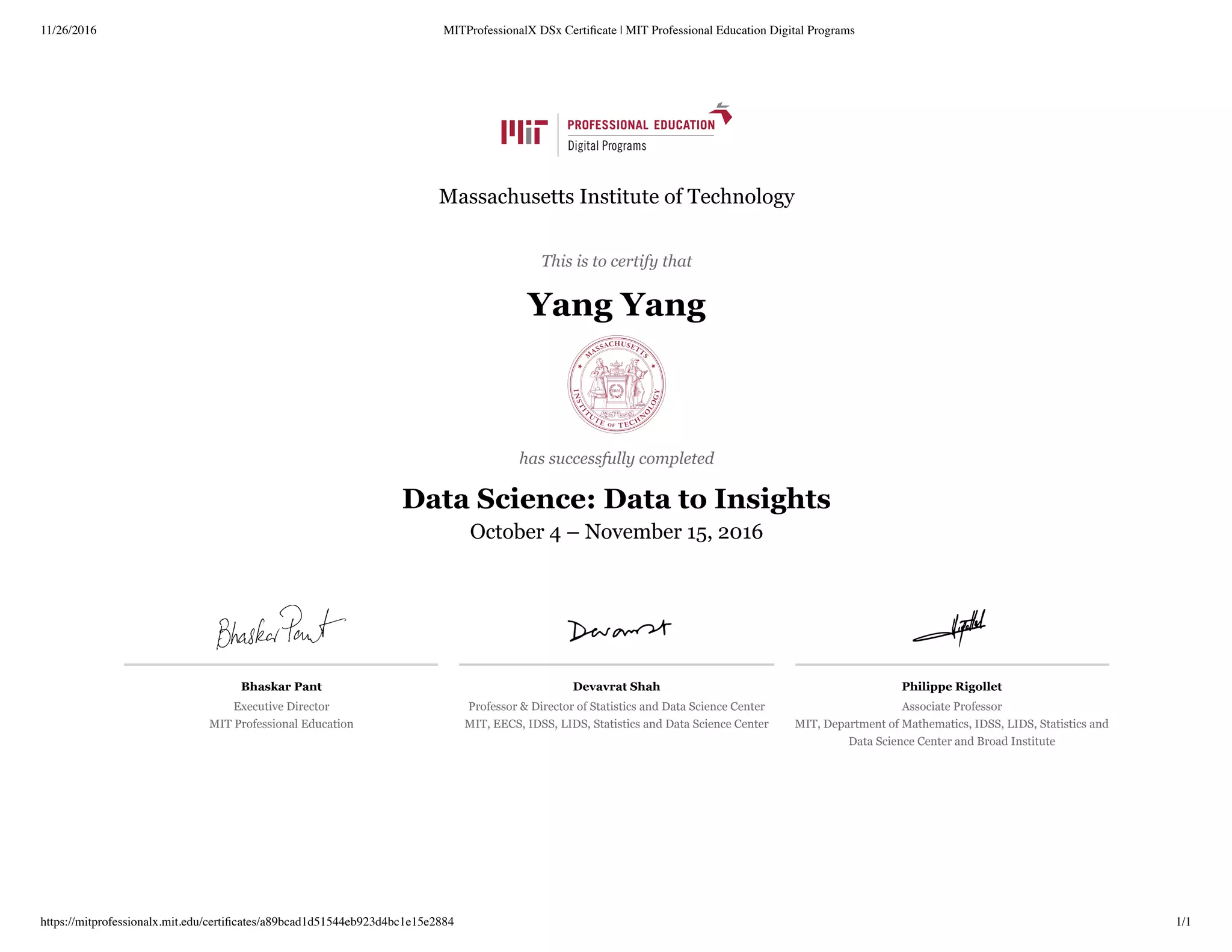 MITProfessionalX DSx Certificate _ MIT Professional Education Digital ...