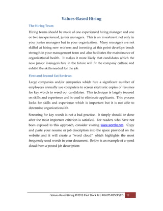 Values-Based Hiring - White Paper by Paul Stock | PDF | Job Market ...