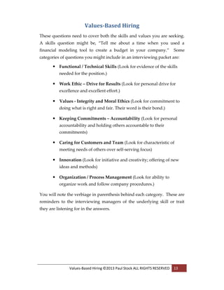 Values-Based Hiring - White Paper by Paul Stock | PDF | Job Market ...