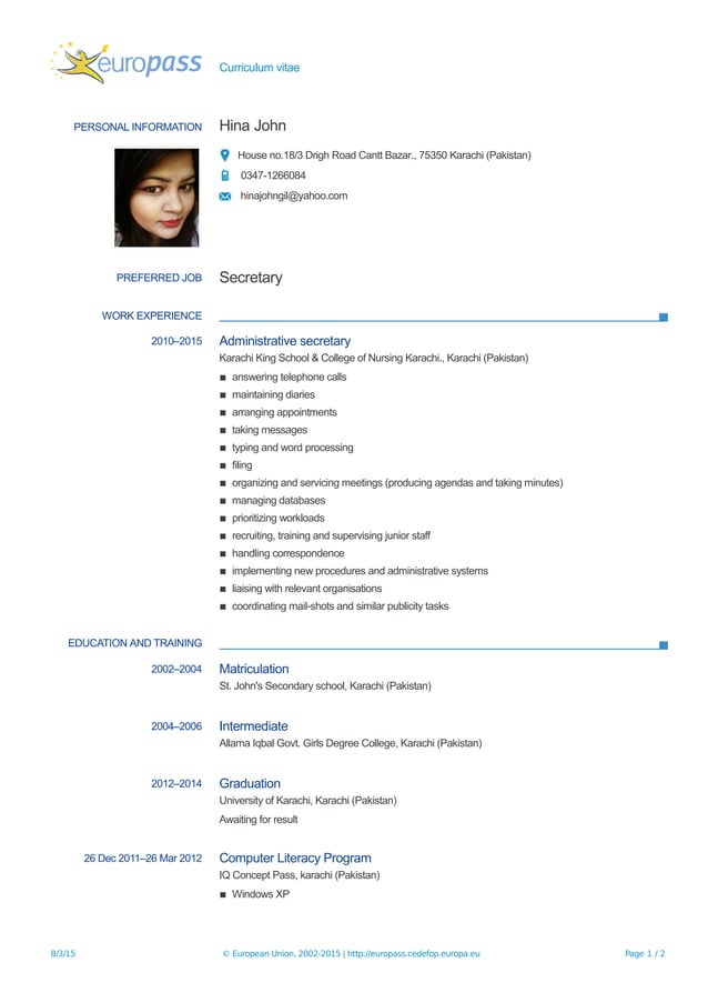 Final C.V Hina John (1) | PDF | Technology & Computing