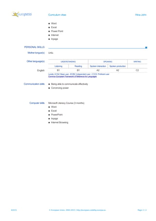 Final C.V Hina John (1) | PDF