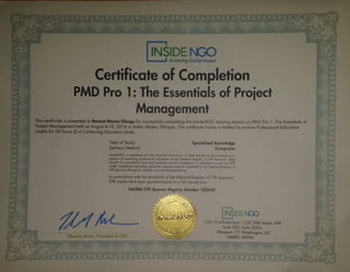 3 - InsideNGO Certificate PMD Pro 1 | PPT