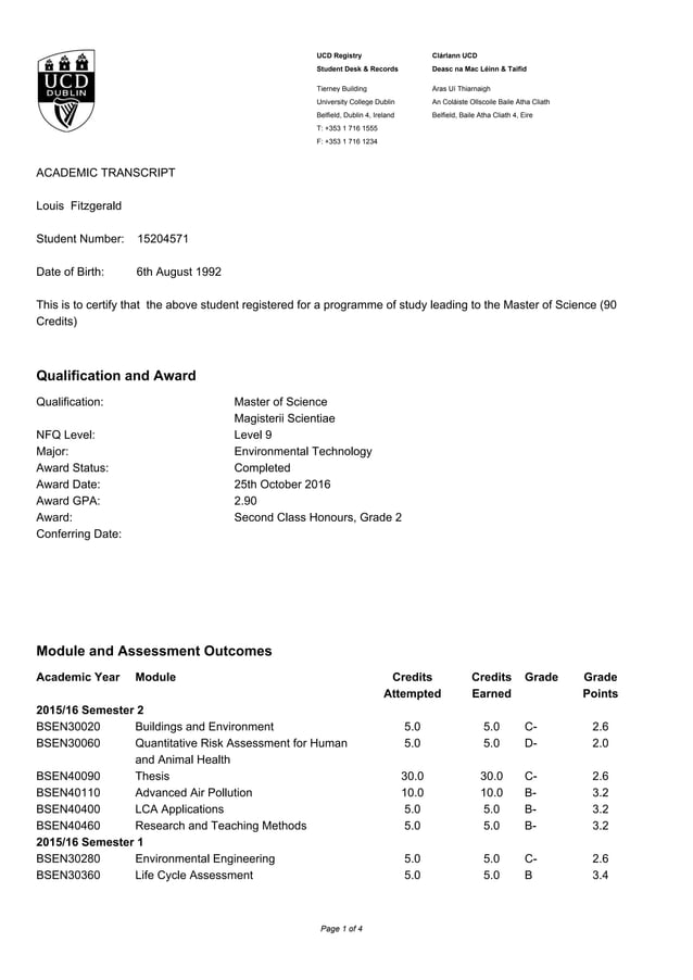 Academic Transcript for Masters | PDF