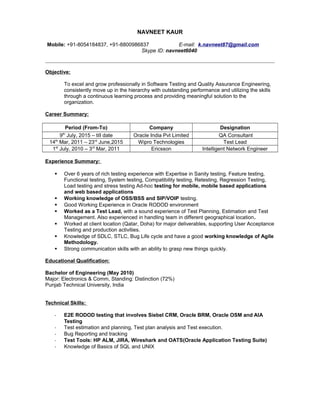 NavneetKaur_Resume | DOC | Computer Software and Applications | Computing